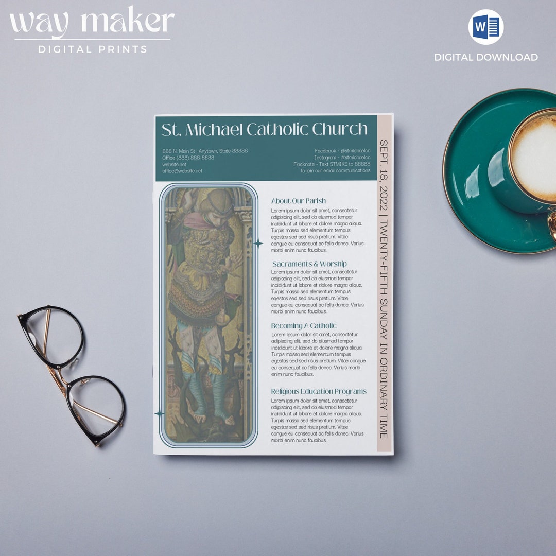 MS Word, Church Bulletin Template, Catholic Bulletin, Digital Download ...