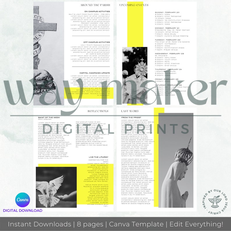 Catholic Church Bulletin Template: Editable 8-page Canva Design ...
