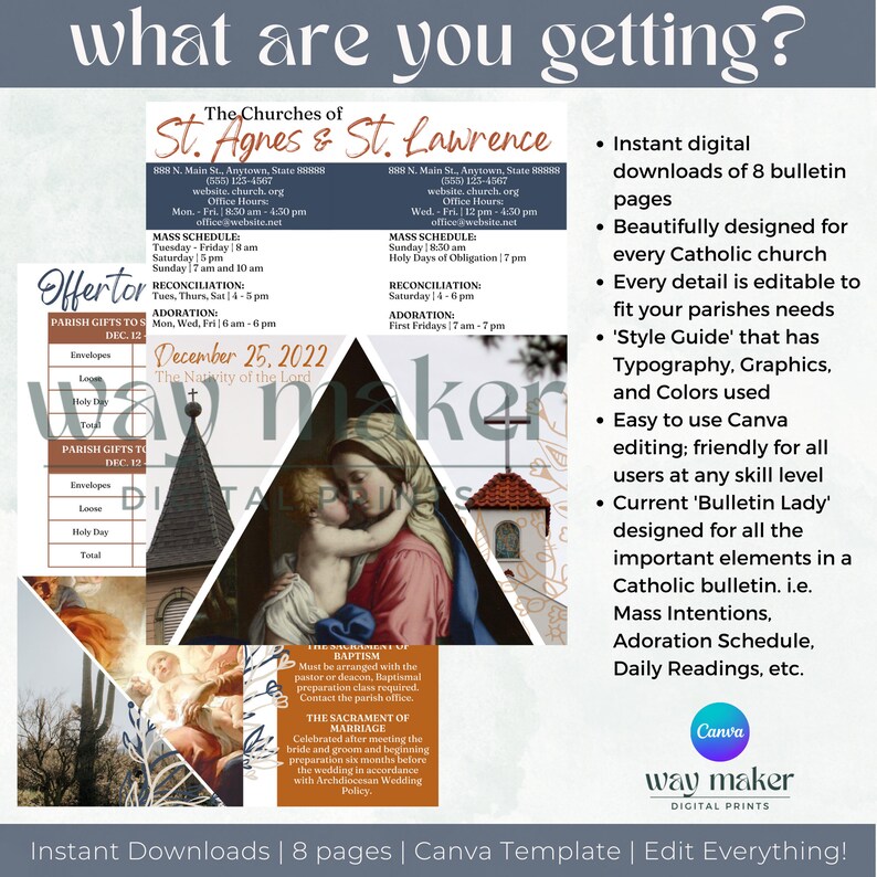 Editable Catholic Church Bulletin Template (canva Digital Download) - Etsy