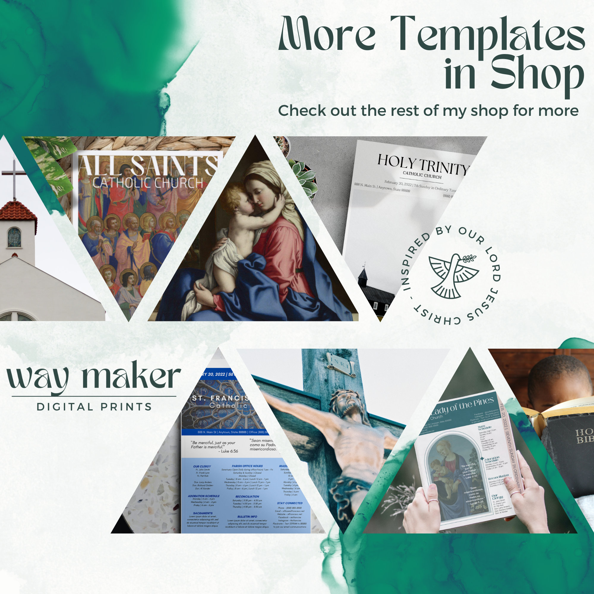 Catholic Church Bulletin Template: Editable Canva Design (digital ...