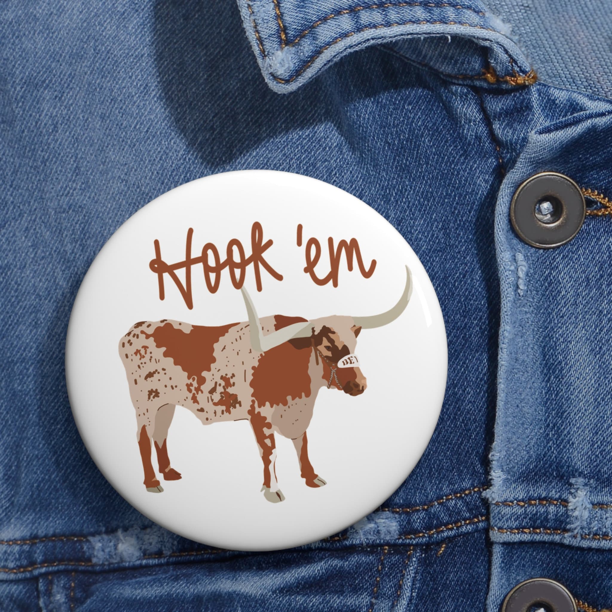 Longhorn Pin | Spirit Button for Football Games - Etsy