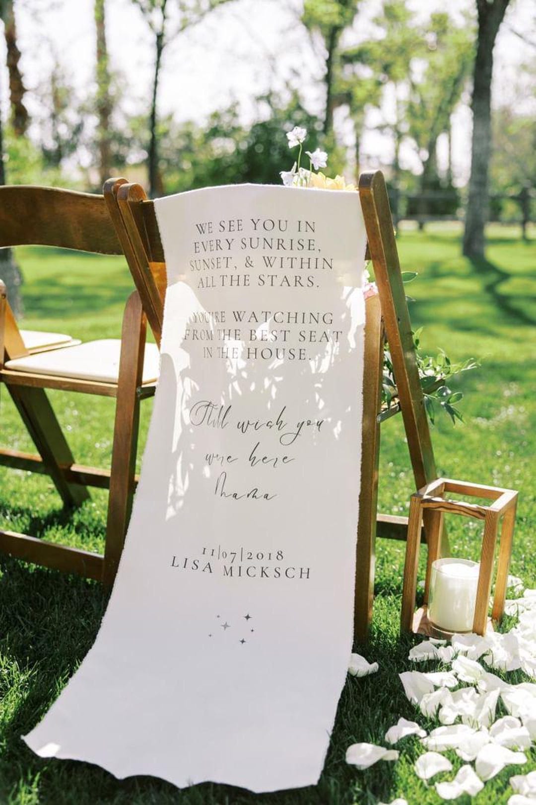 Custom Linen Memorial Sign: Personalized Chair Sign for Weddings and ...