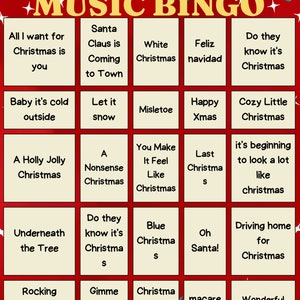 Music Bingo for This Christmas Family Gathering - Etsy
