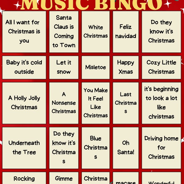 Music Bingo - Etsy