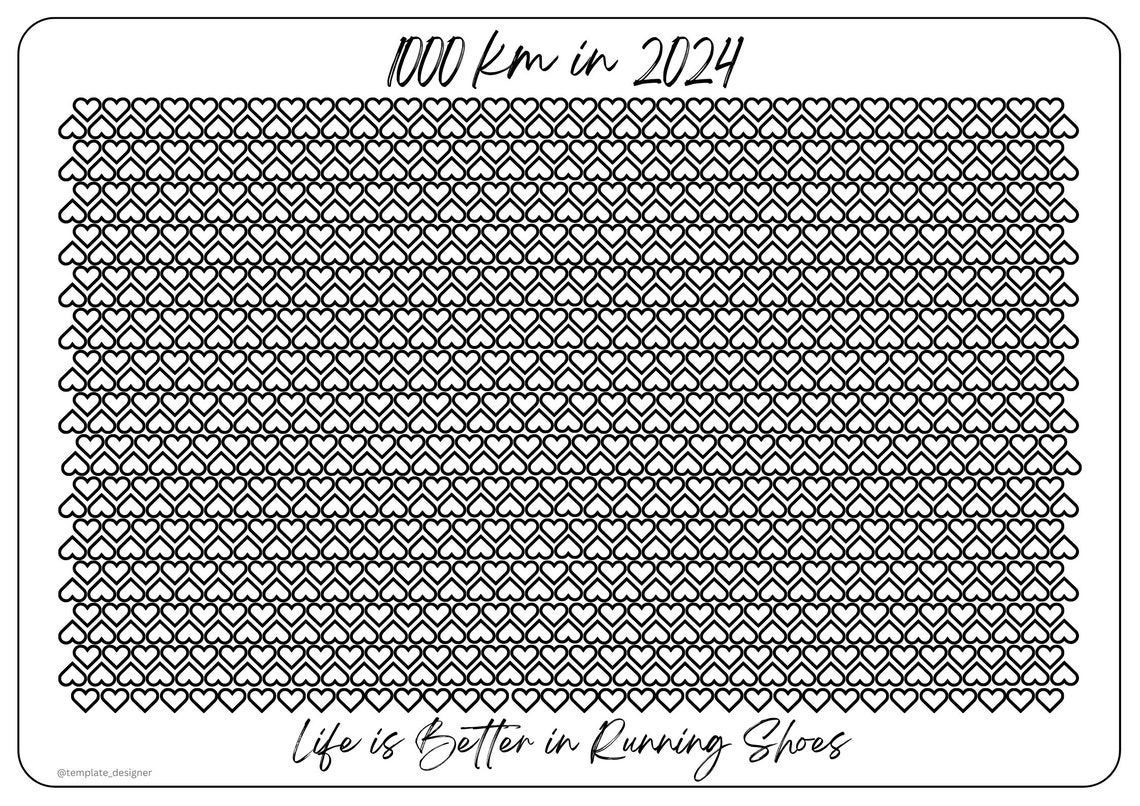 1000km Running Tracker to Colour at Home - Etsy