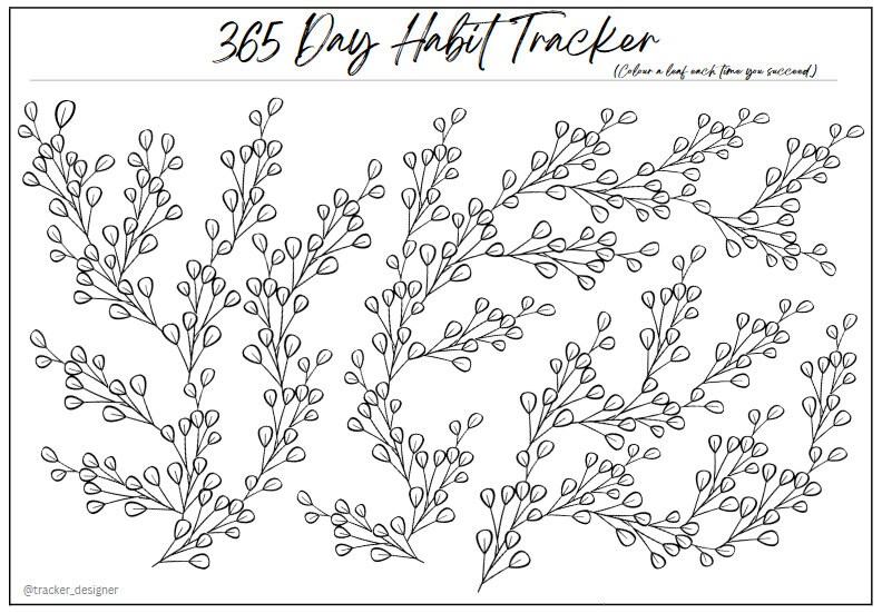 Habit Tracker, Colour in Tracker, Health Tracker, 365 Days, Year ...