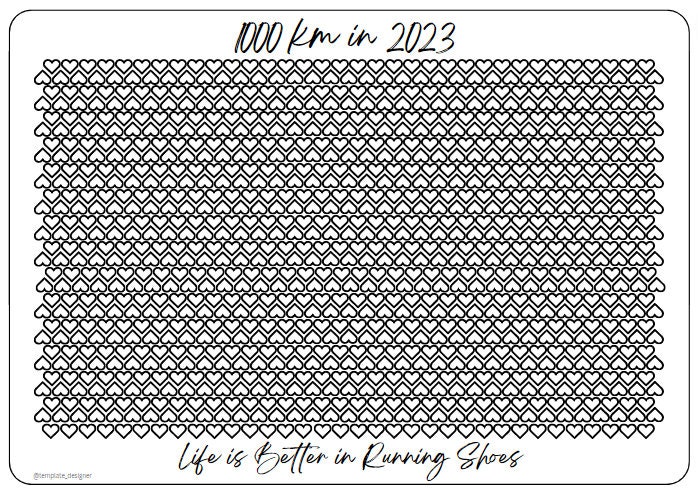 1000km Running Tracker to Colour at Home - Etsy