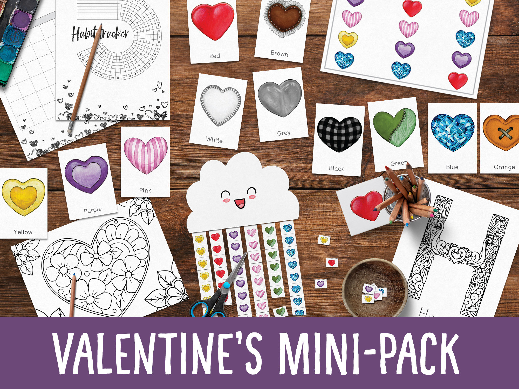Valentine's Mini Pack, Preschool Printable, Homeschool Activity ...
