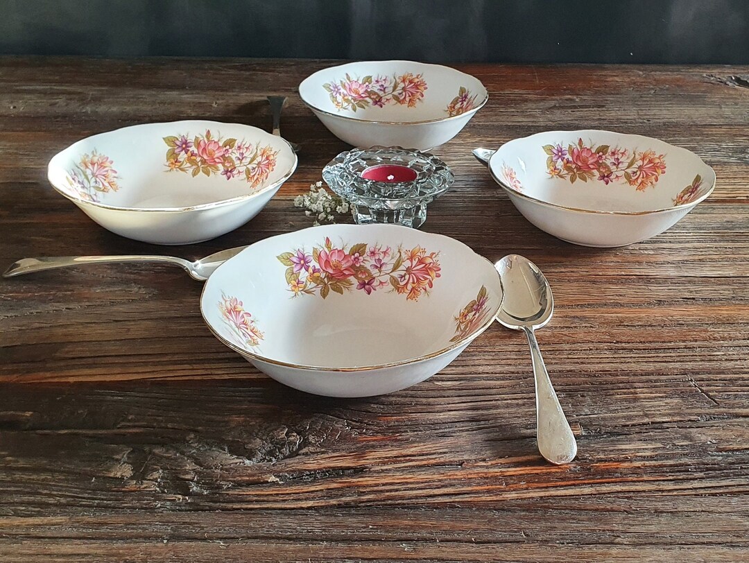 Vintage Colclough Bone China Bowls - Wayside Pattern 8581 - Pink ...