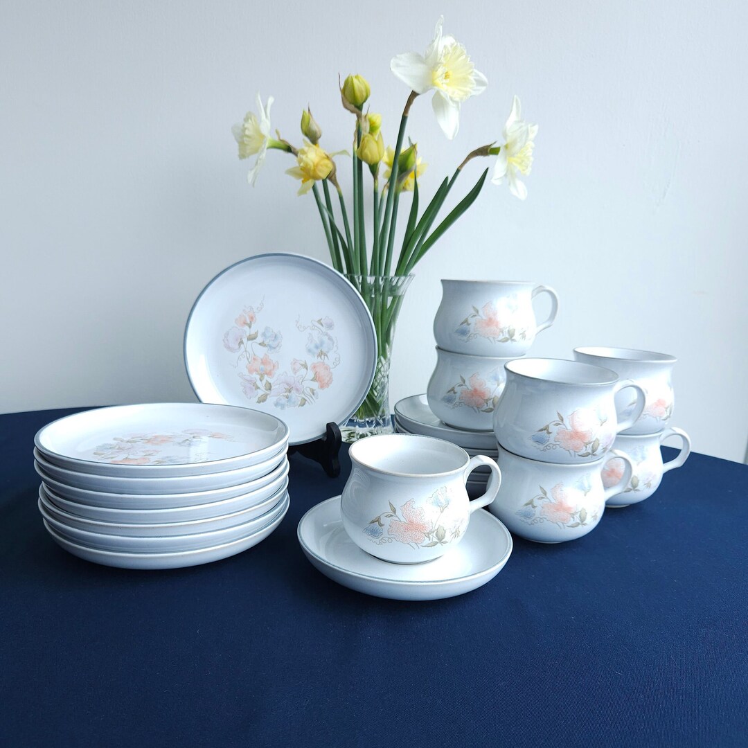 Denby Pottery - Encore Pattern - Coffee Cup & Saucer - Tea / Side Plate ...