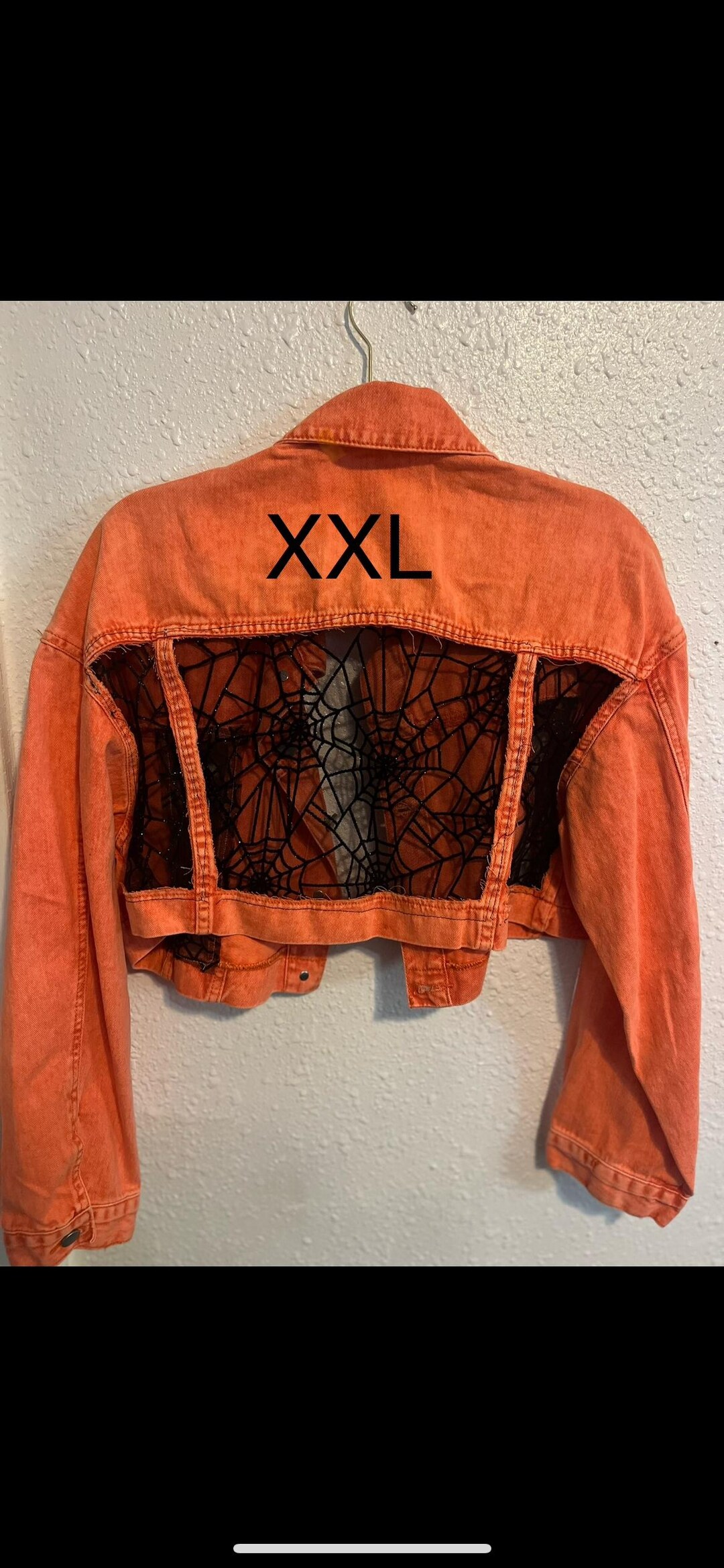 Orange Denim Jacket With Spiderweb Lace Cutouts - Etsy