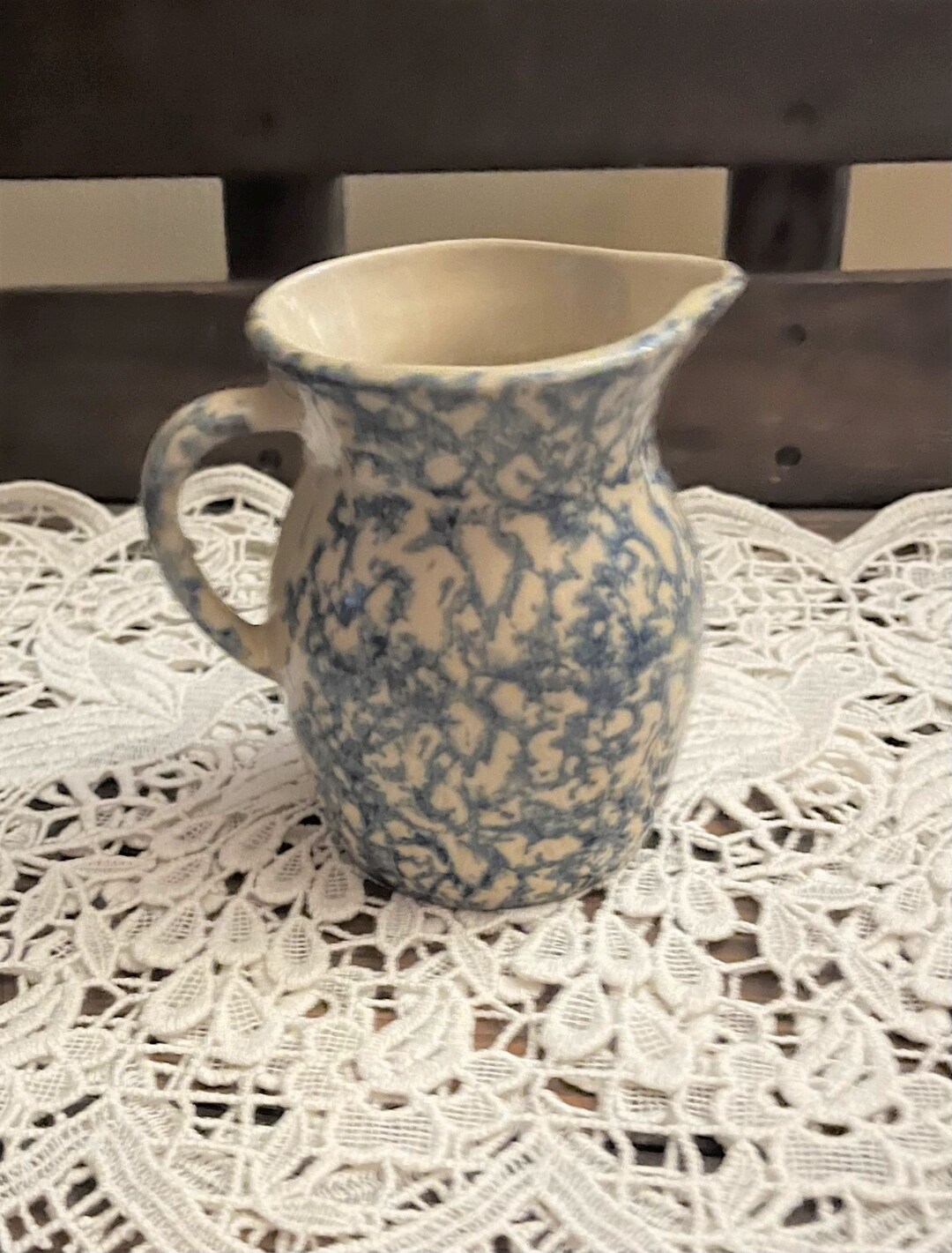 Robinson Ransbottom Blue Spongeware 1 Pint Pitcher - Etsy