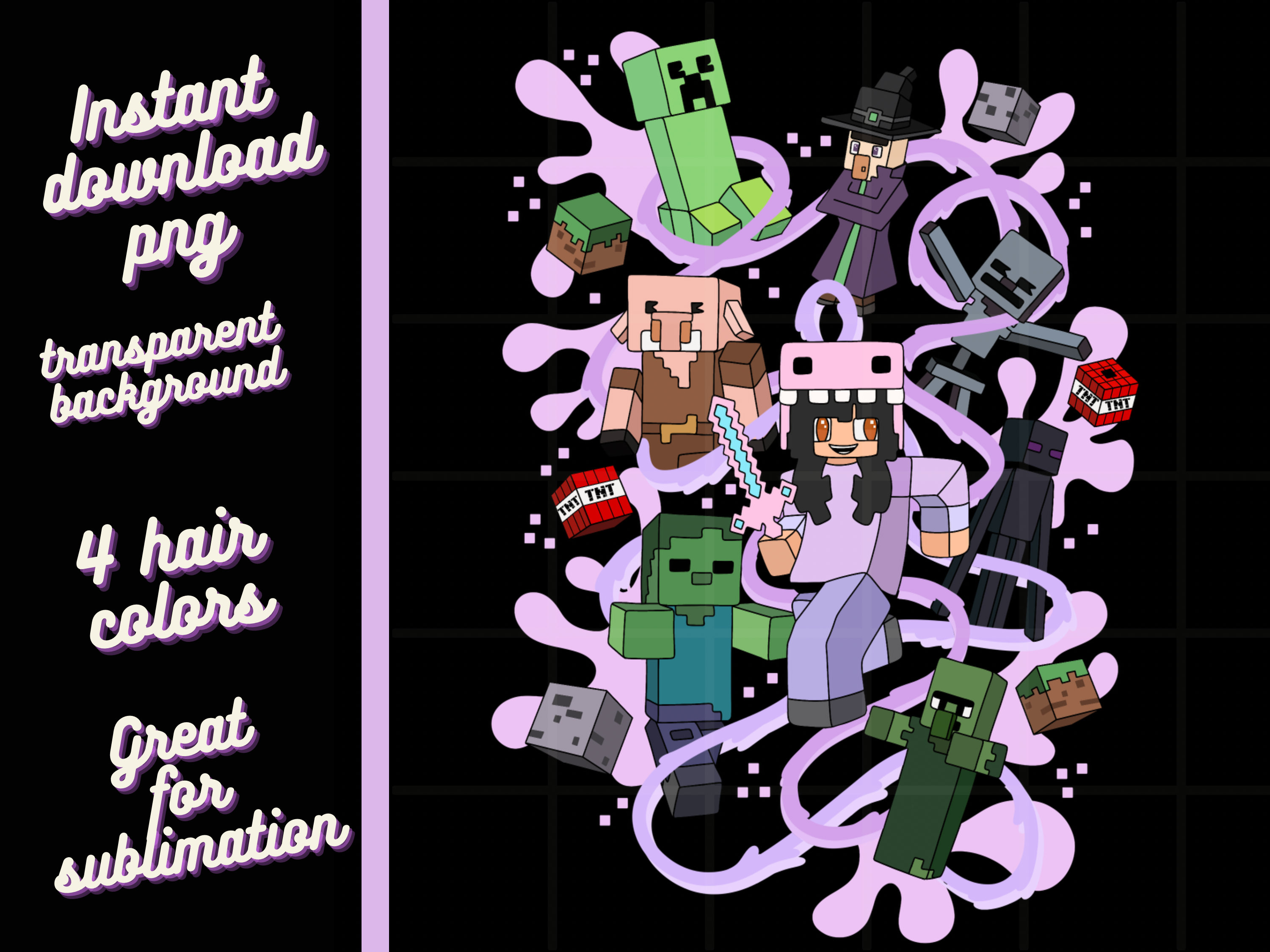 Girl Minecraft PNG Instant Download-sublimation - Etsy