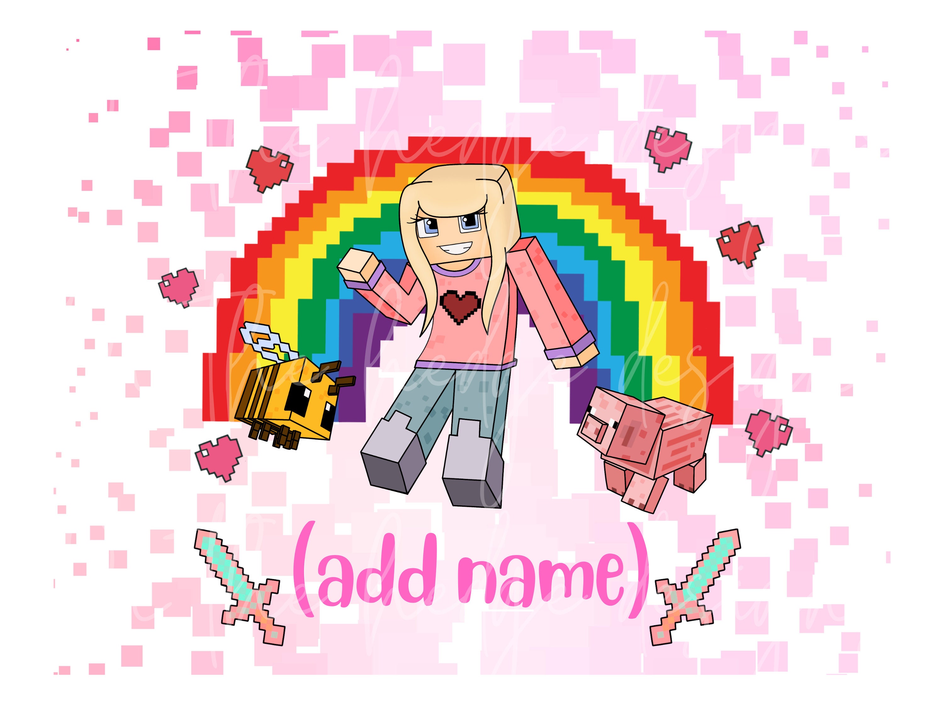 Girl Minecraft Sublimation Design (3 Hair Colors) - Etsy