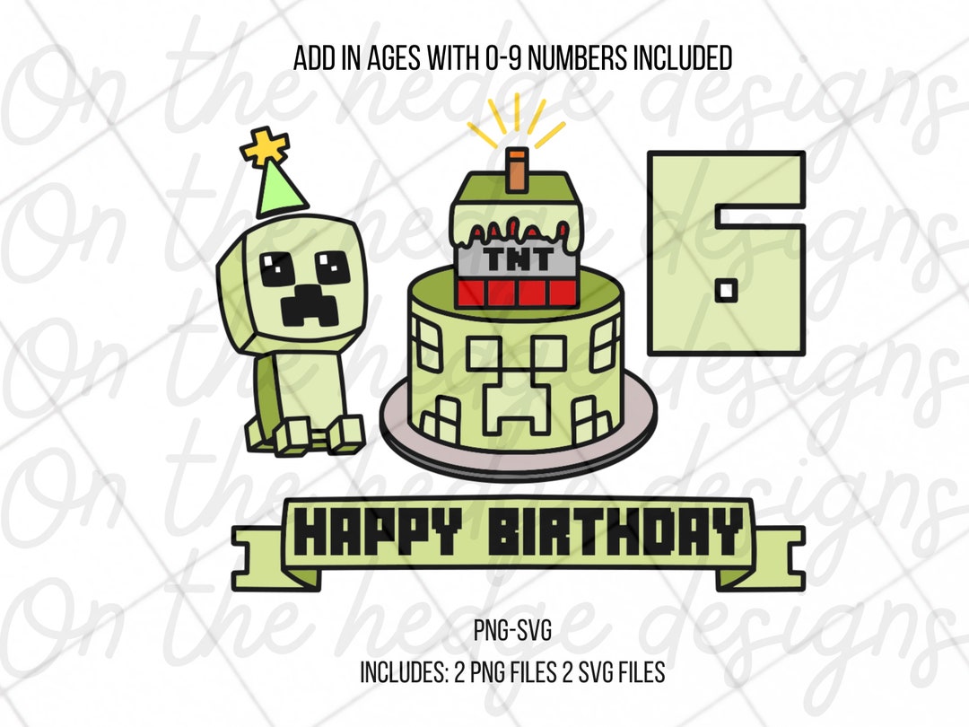 Minecraft Birthday PNG/SVG File With Custom Age - Etsy