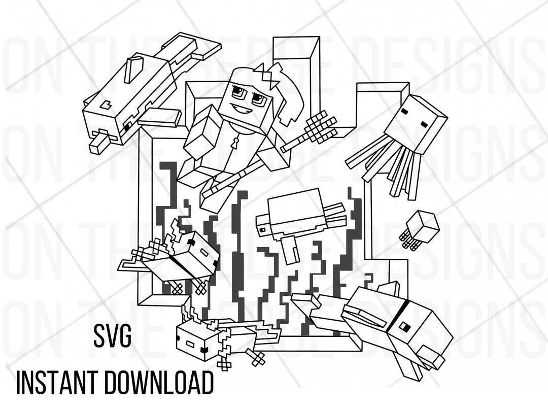 Girl Minecraft Sea Svg-instant Download-cut File - Etsy