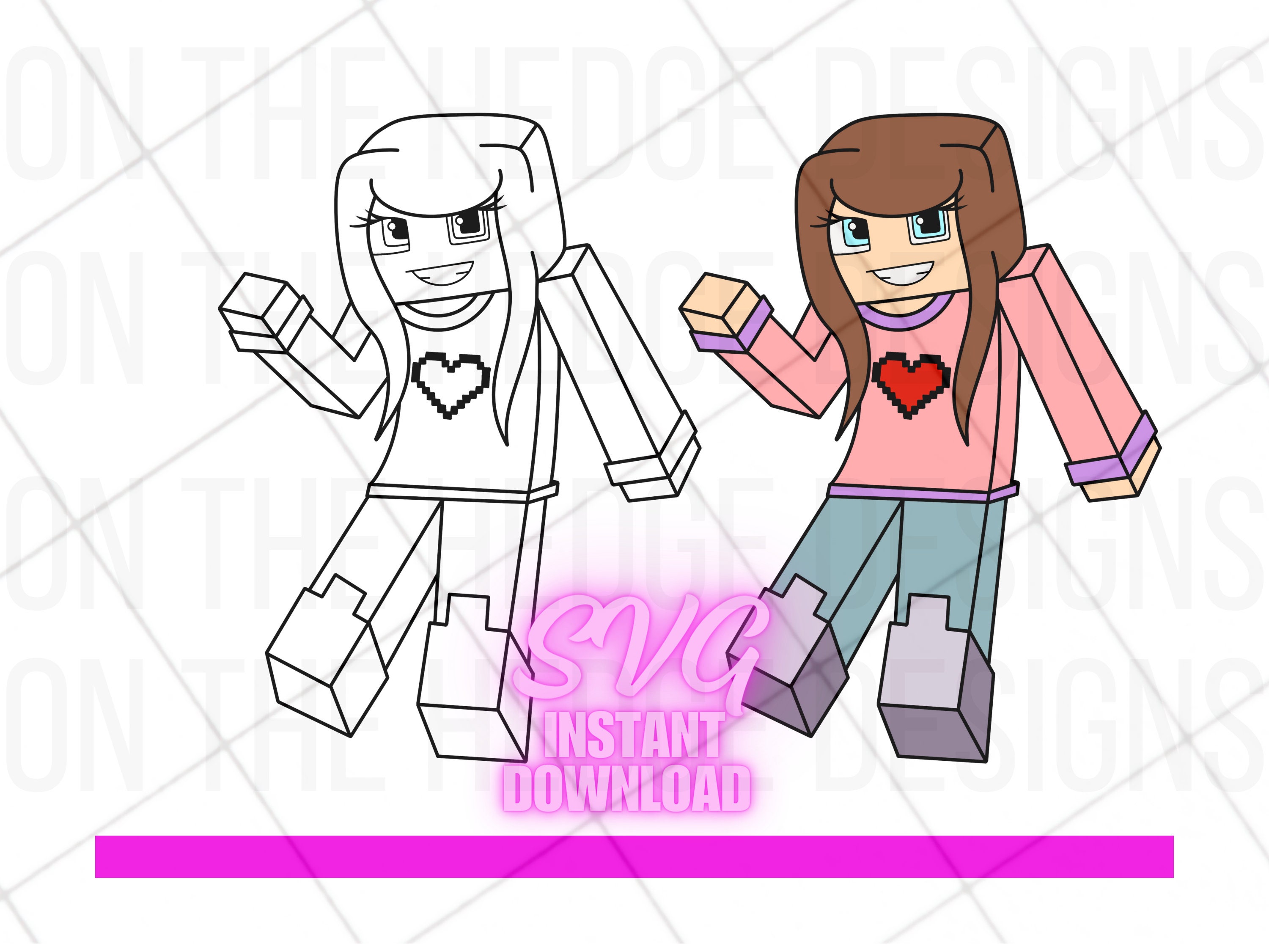 Minecraft Girl SVG Bundle - Etsy