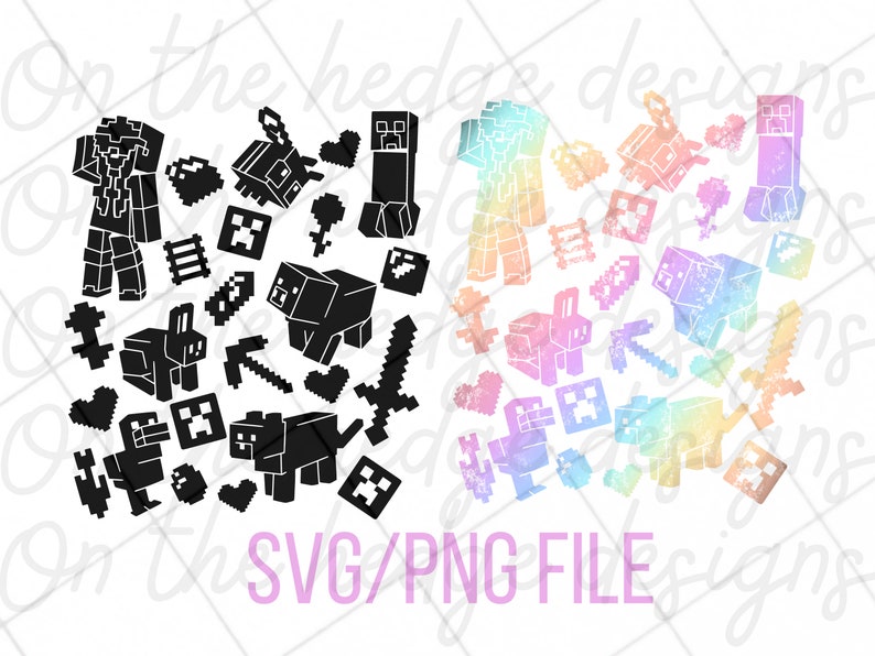 Girl Minecraft Collage PNG and SVG - Etsy