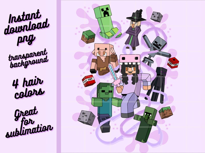 Girl Minecraft PNG Instant Download-sublimation - Etsy