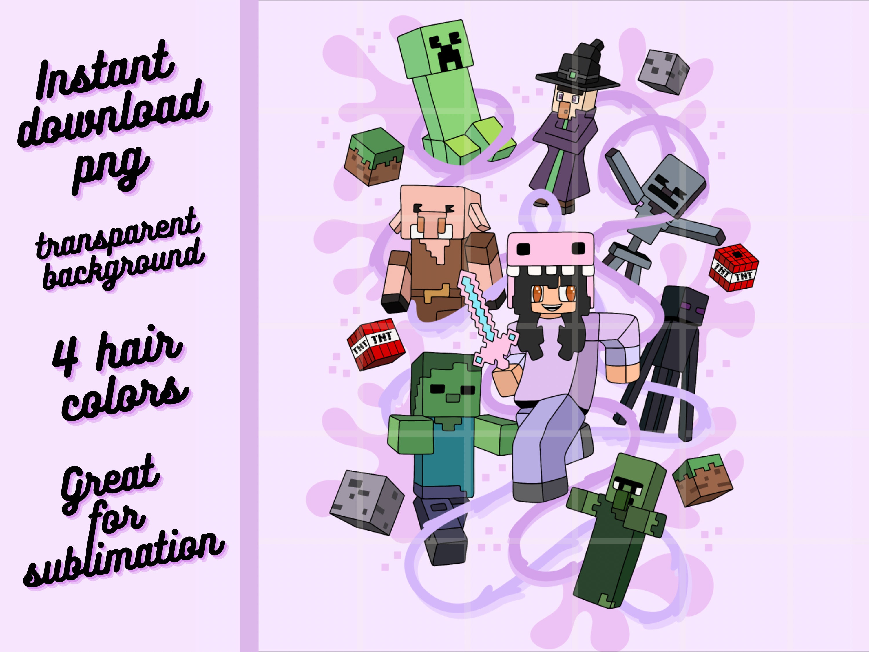 Girl Minecraft PNG Instant Download-sublimation - Etsy