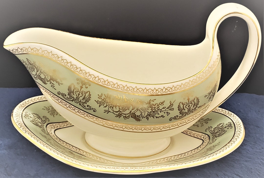 Wedgwood Columbia-sage Green Rim Gravy Boat & Underplate - Etsy