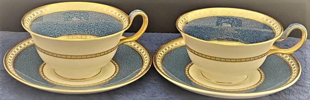 Set of 2 Wedgwood Ulander Powder Blue Peony Cup & Saucer Sets - Etsy