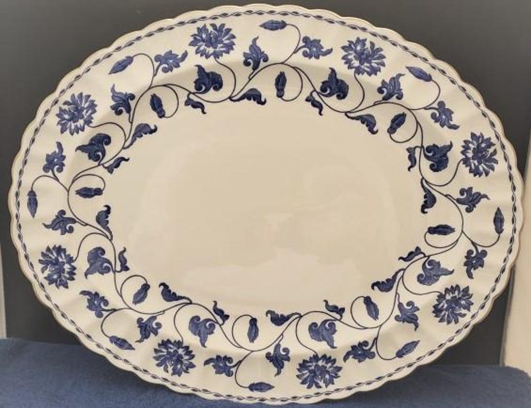 Spode Colonel Blue Platinum 14" Oval Serving Platter - Etsy