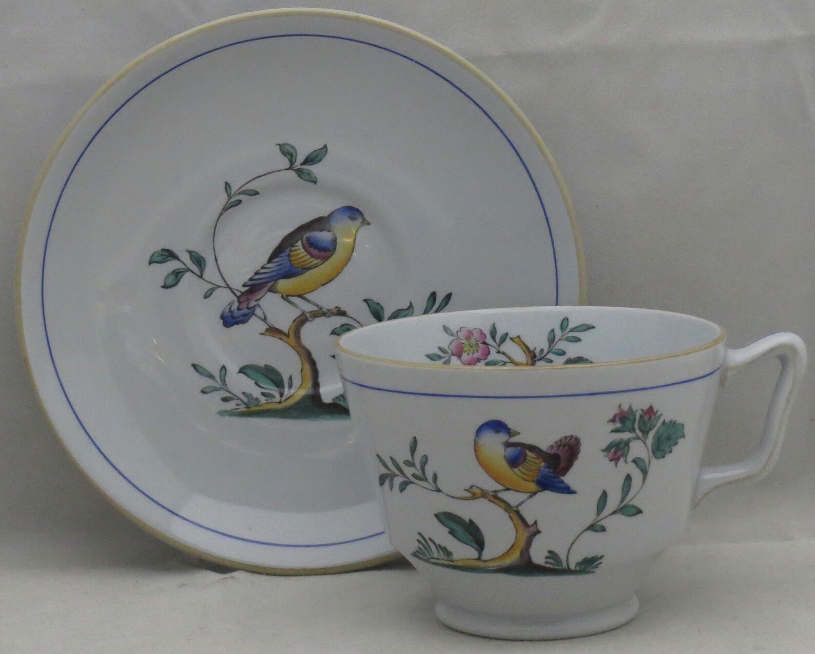 Set of 3 Spode Queen's Bird older London Shape Footed Cup & Saucer Sets ...