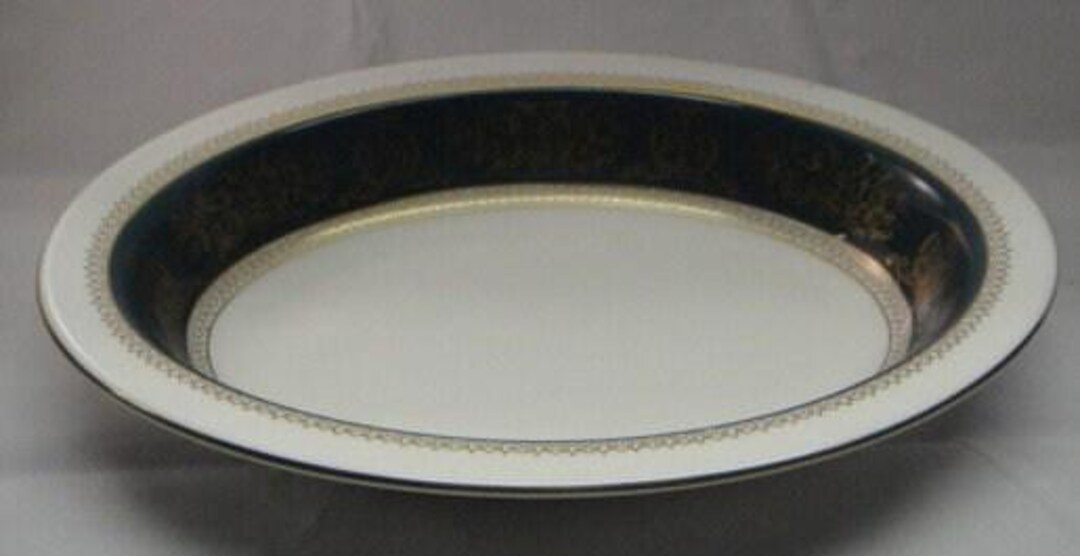 Wedgwood Columbia Blue & Gold Oval Vegetable Bowl - Etsy