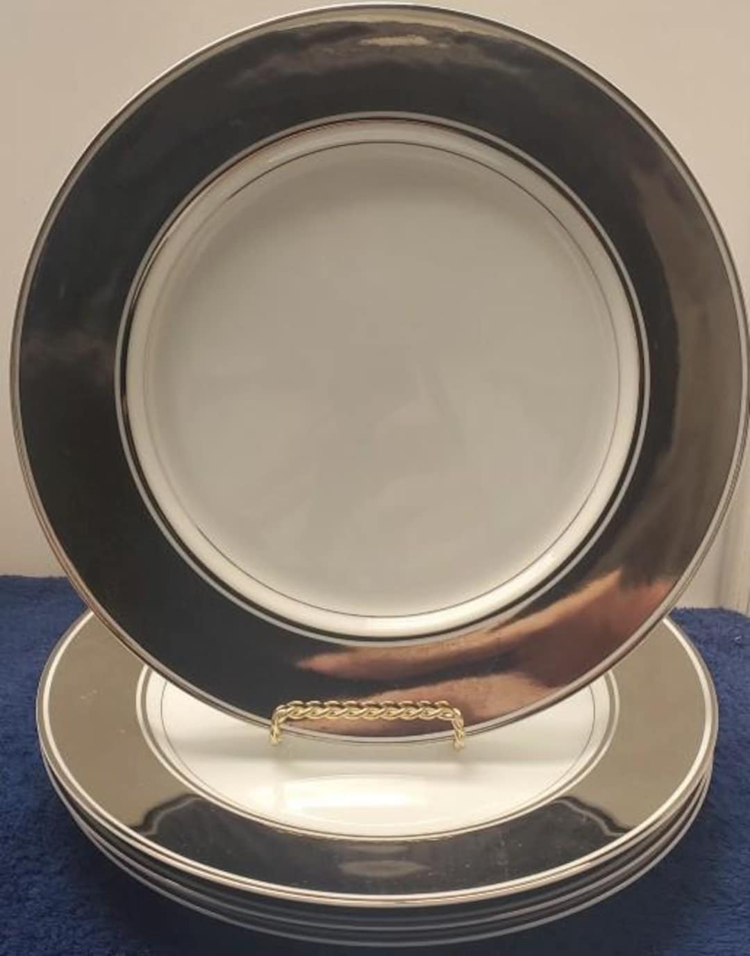 Set of 4 Fitz & Floyd Platinum Rondelet Dinner Plates LK - Etsy