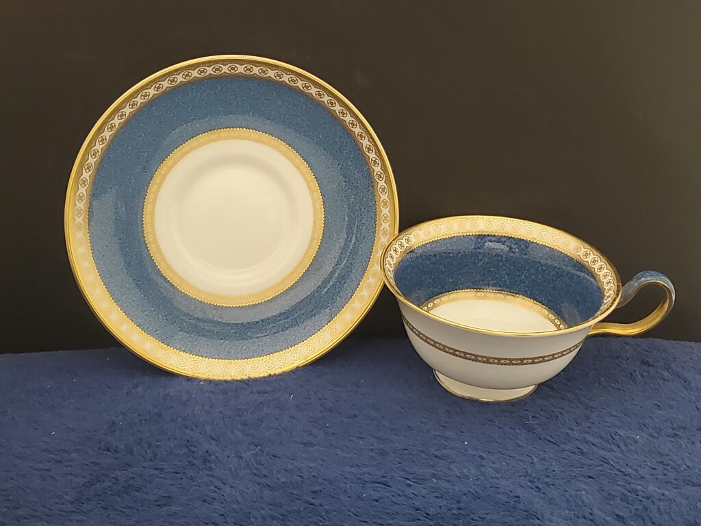 Set of 2 Wedgwood Ulander Powder Blue Peony Cup & Saucer Sets - Etsy