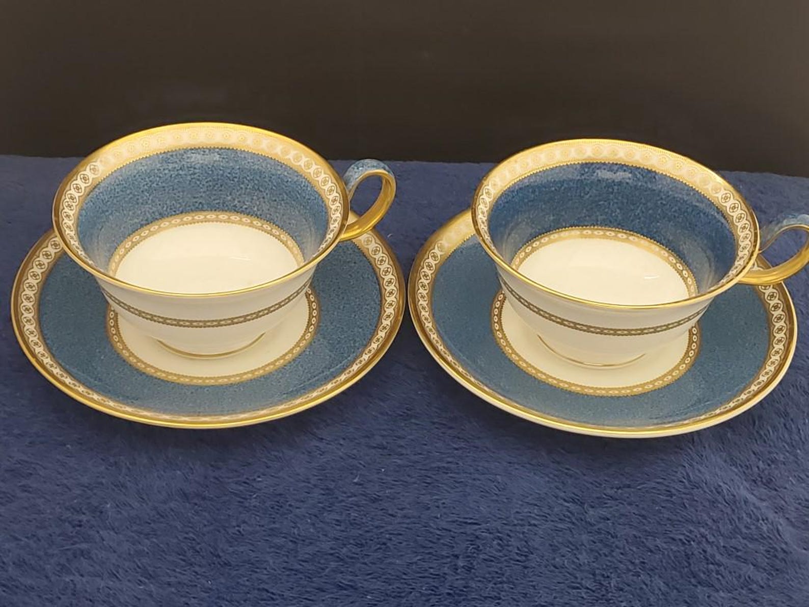 Set of 2 Wedgwood Ulander Powder Blue Peony Cup & Saucer Sets - Etsy
