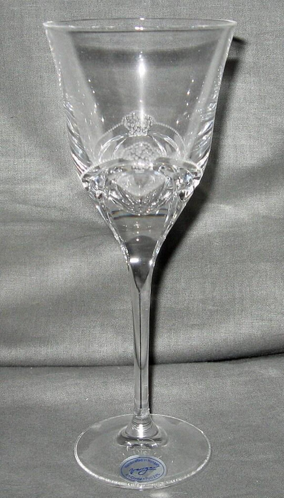 Varga Art Crystal Etched Crown Wine Glass - Etsy