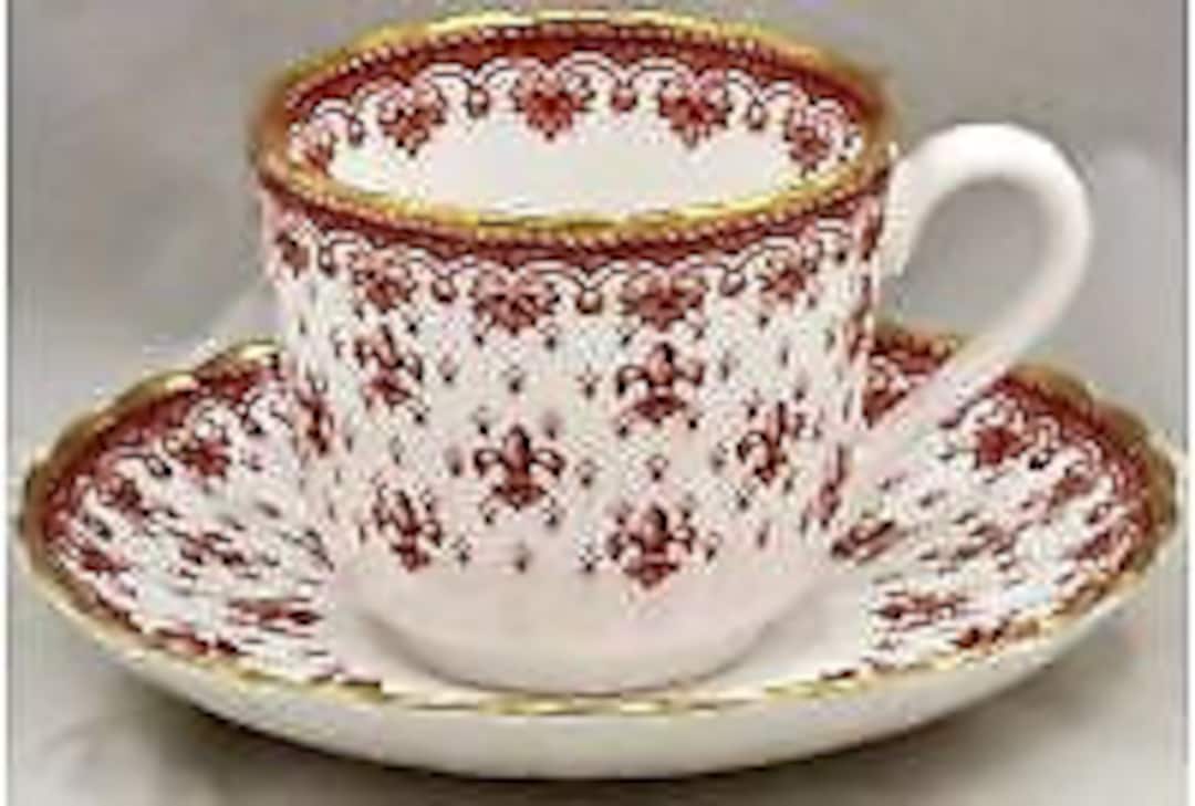 Set of 5 Spode Fleur De Lys-red Flat Cup & Saucer Sets - Etsy