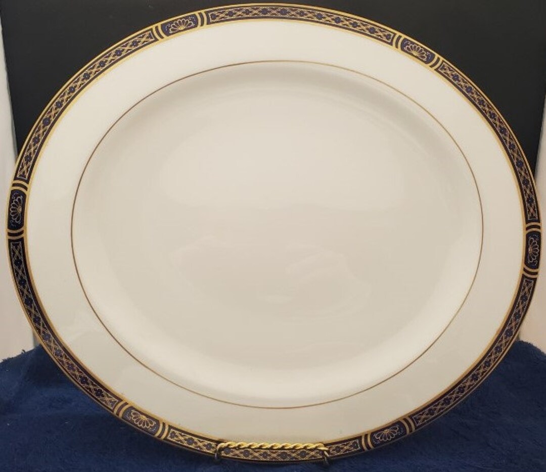 Royal Worcester Mountbatten Cobalt Blue gold Trim Oval Serving Platter ...