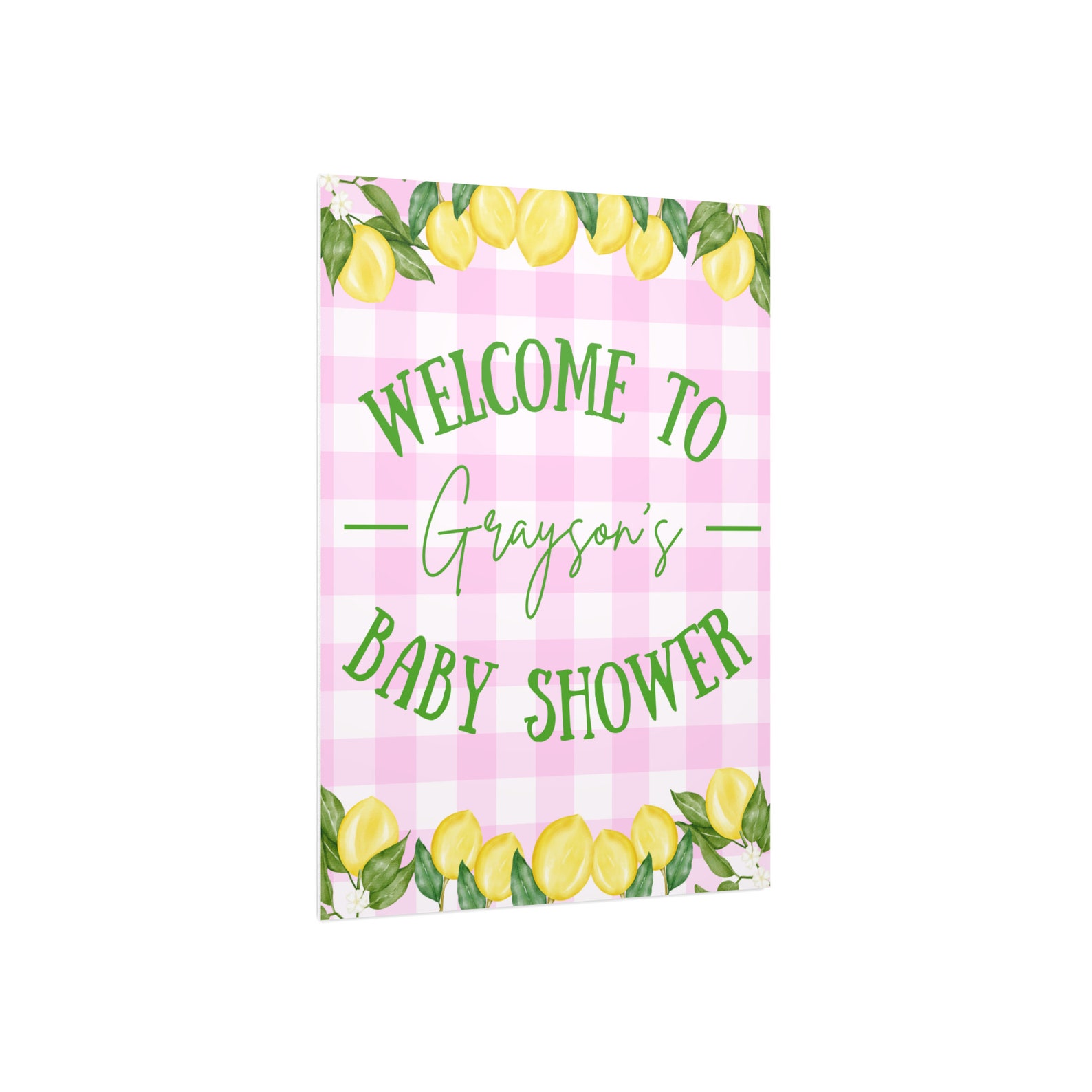 Pink Lemonade Themed Baby Shower, Baby Shower Welcome Sign, Editable ...