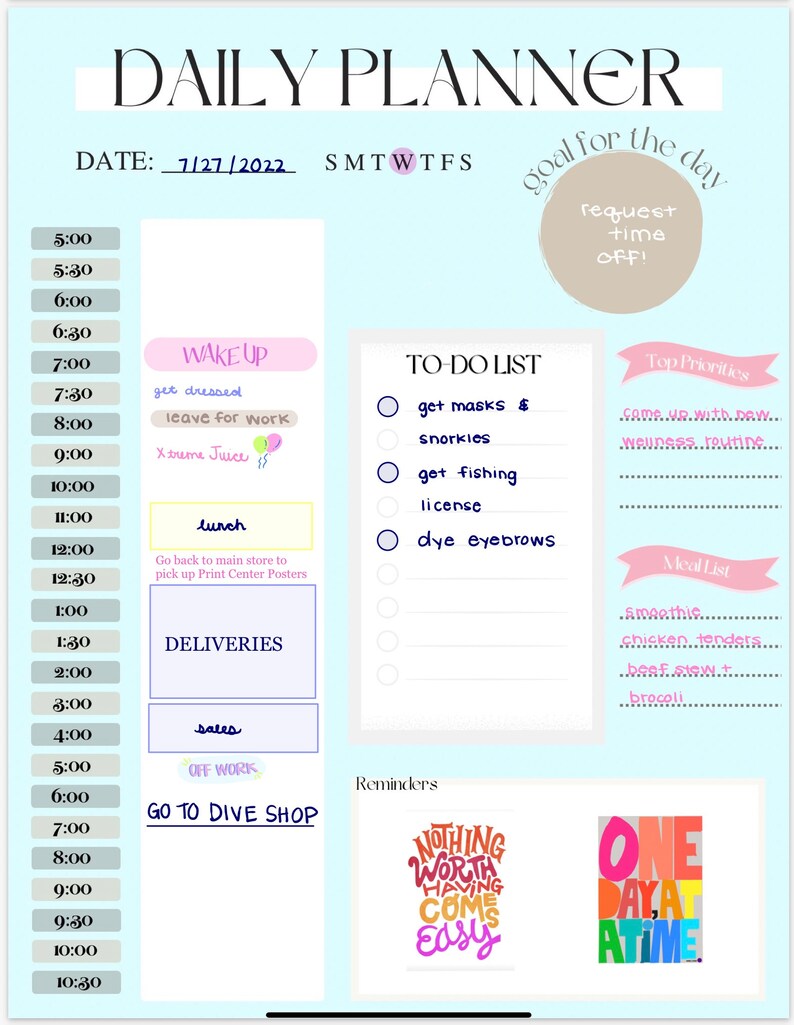 Undated Printable Daily Planner, Time Blocking Template, Instant ...