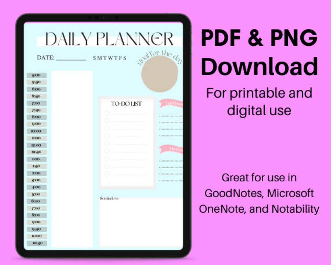 Undated Printable Daily Planner, Time Blocking Template, Instant ...