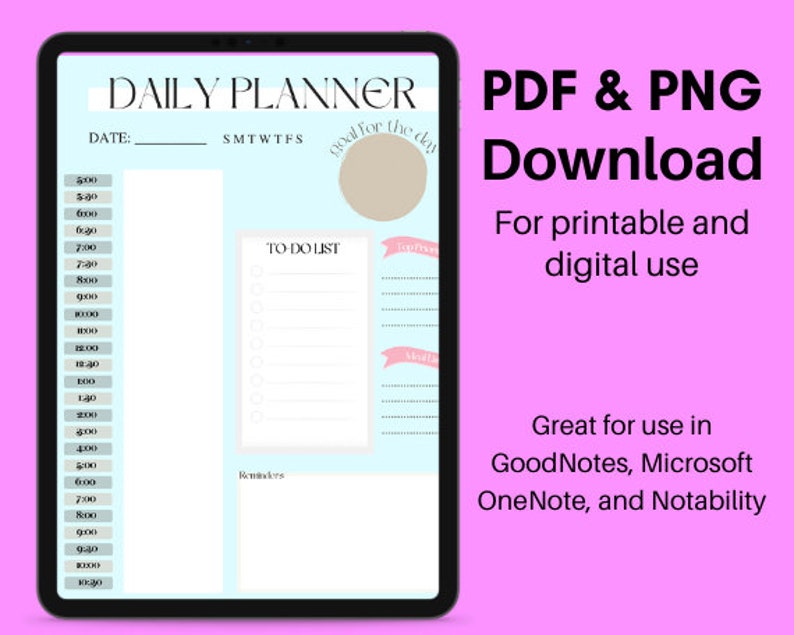 Undated Printable Daily Planner, Time Blocking Template, Instant ...