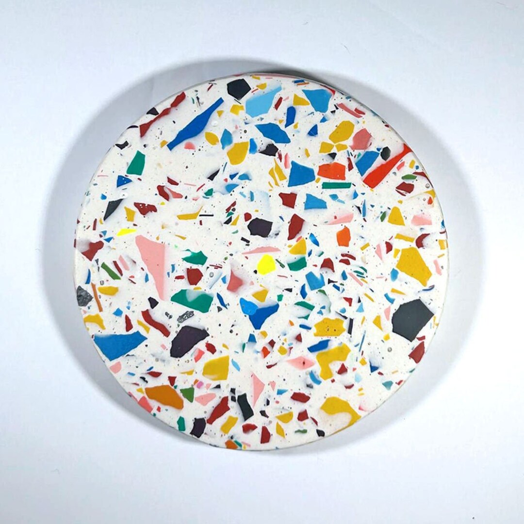Terrazzo Coasters Cork Jesmonite Tray Coffee Tea | Concrete Ceramic ...