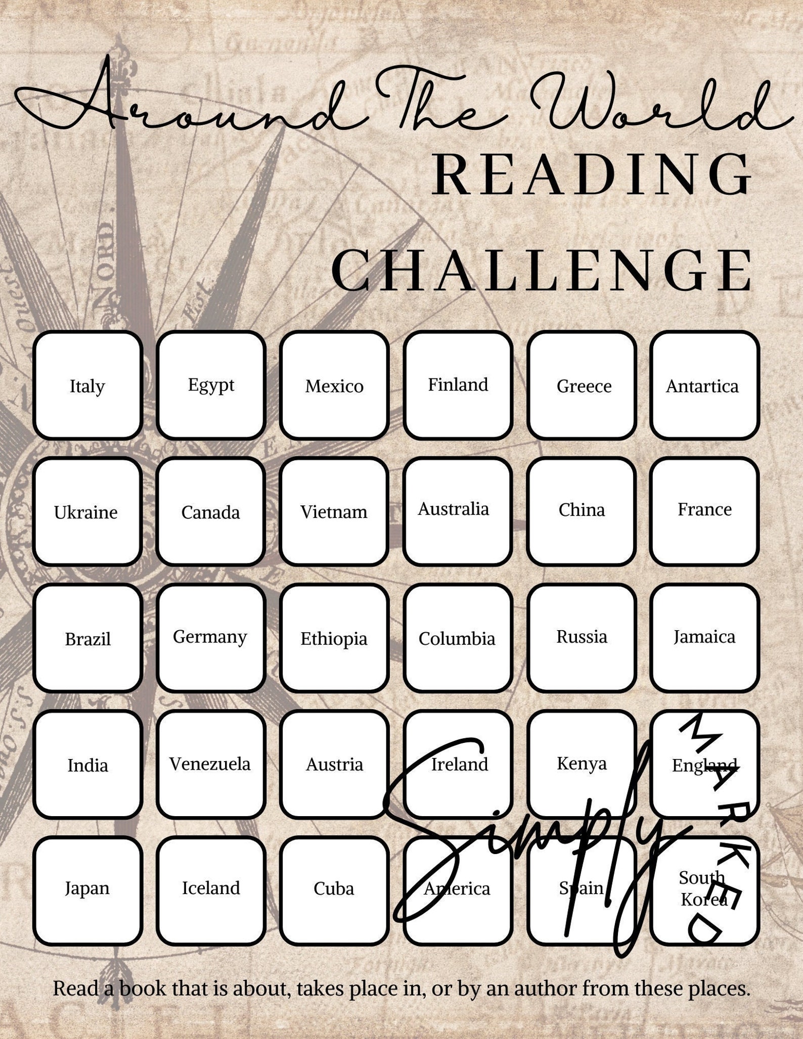 Around the World Reading Challenge - Etsy