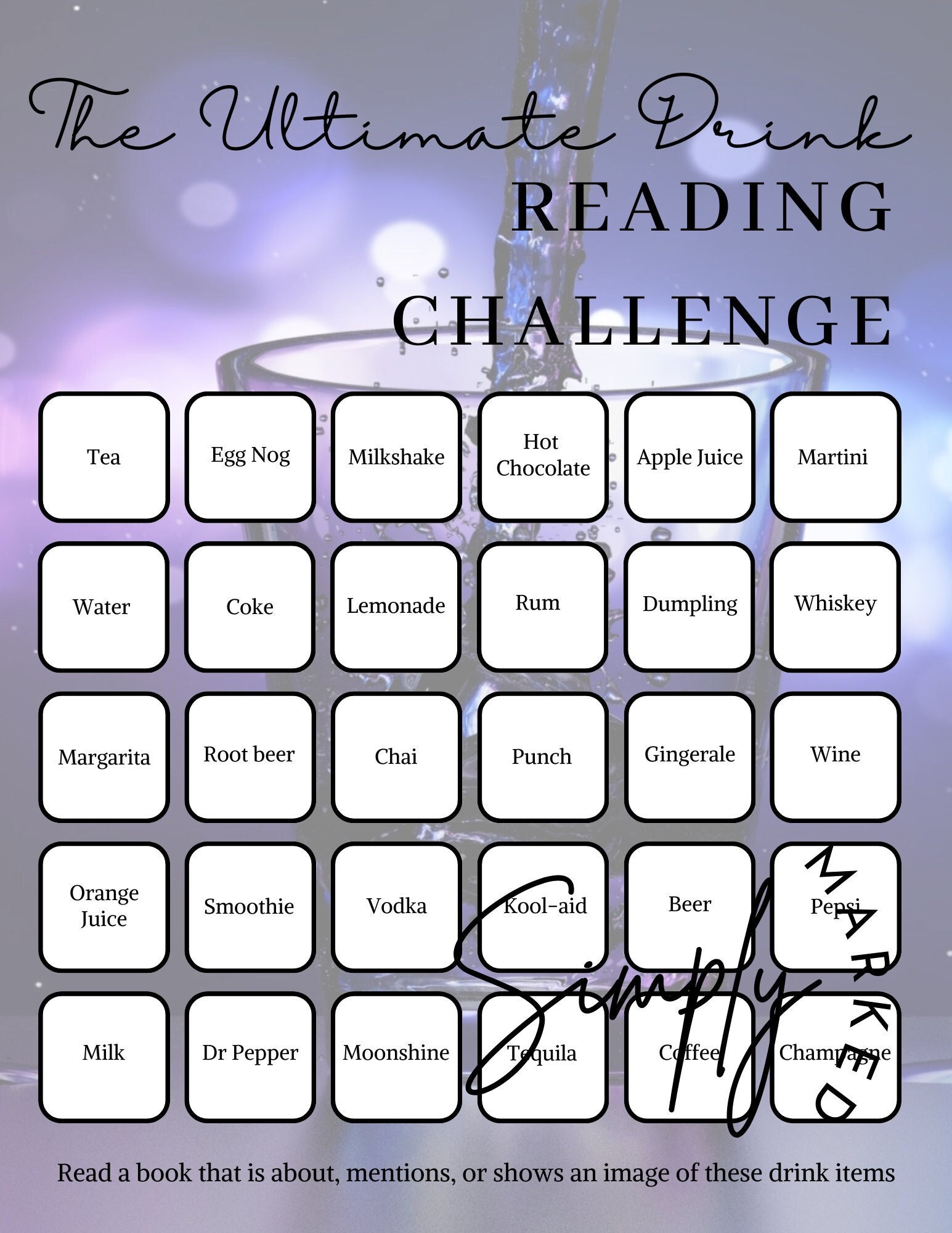 The Ultimate Drink Reading Challenge - Etsy