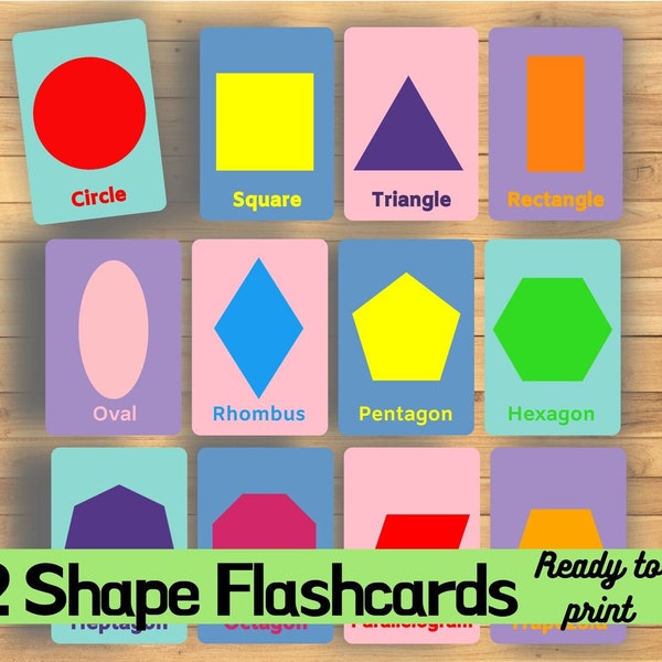 Shape Flashcards - Etsy