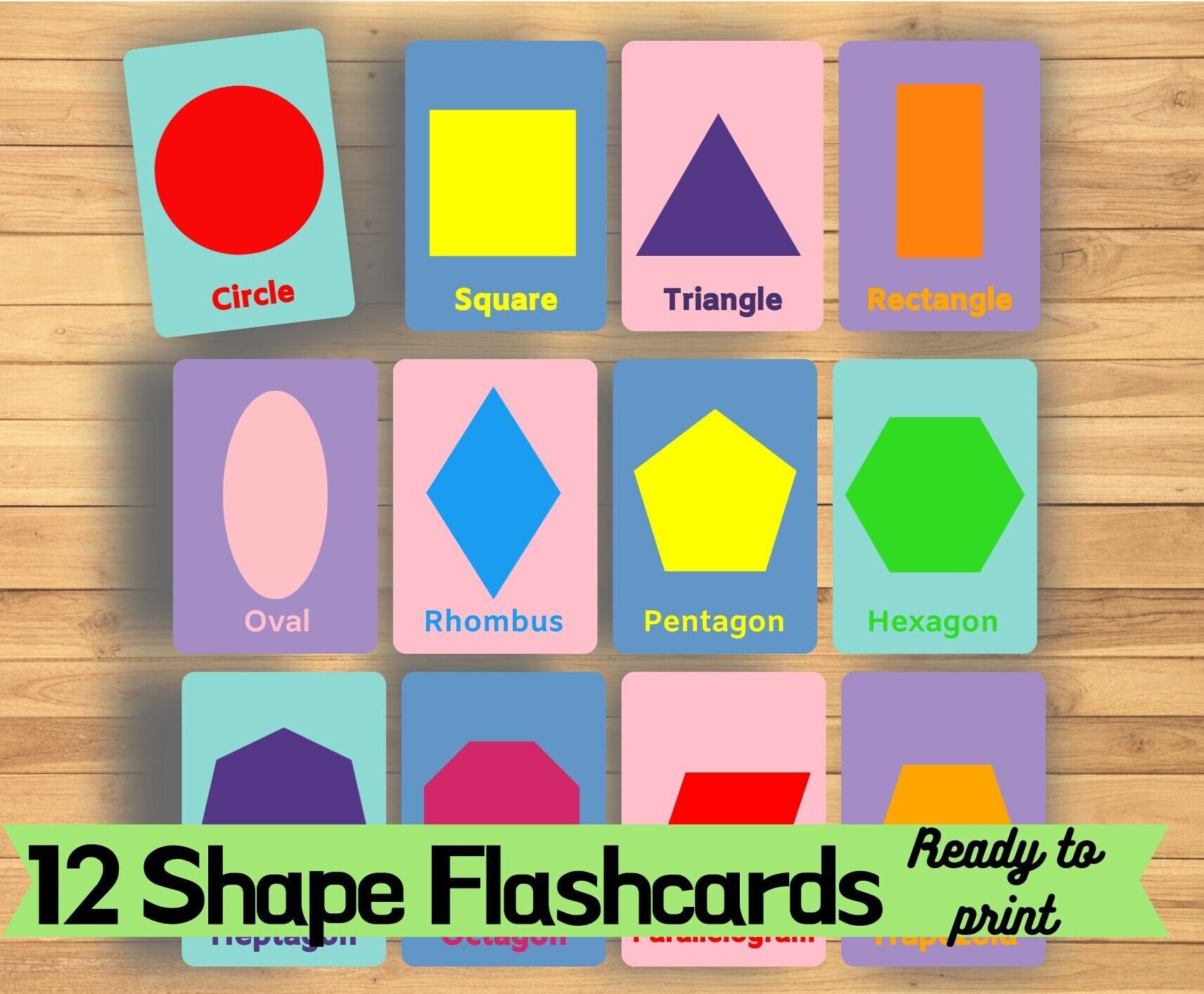12 2D Shape Flashcards, Printable, DIGITAL DOWNLOAD - Etsy UK