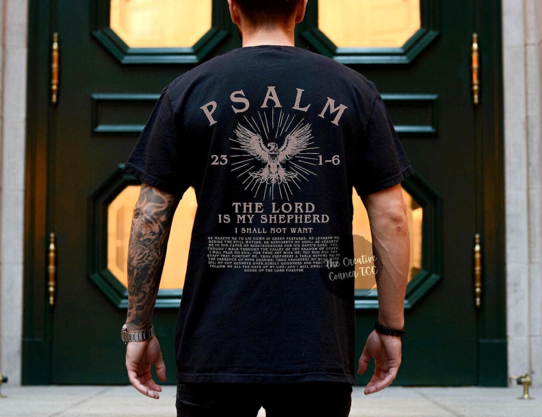 Psalm 23 Bible Verse Shirt Christian Shirts for Men Vintage Faith Based ...