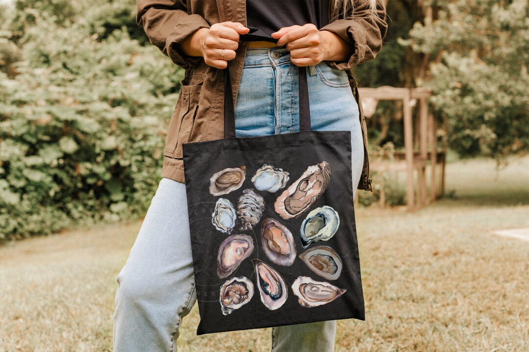 Oysters Tote Bag, Seashell Shopping Bag, Oyster Merch, Shells Beach Bag ...