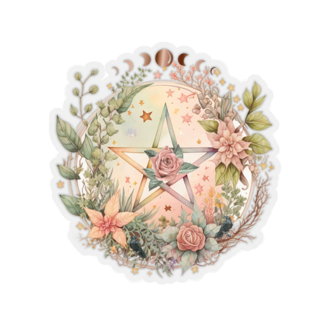 Pentagram Sticker, Transparent Back, Pentagram, Flower Pentagram ...