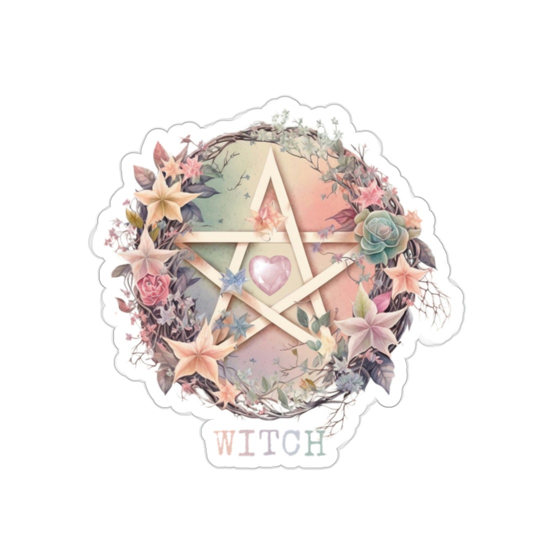 Pentagram Sticker, Witch Sticker, Pentagram, Flower Pentagram Sticker ...