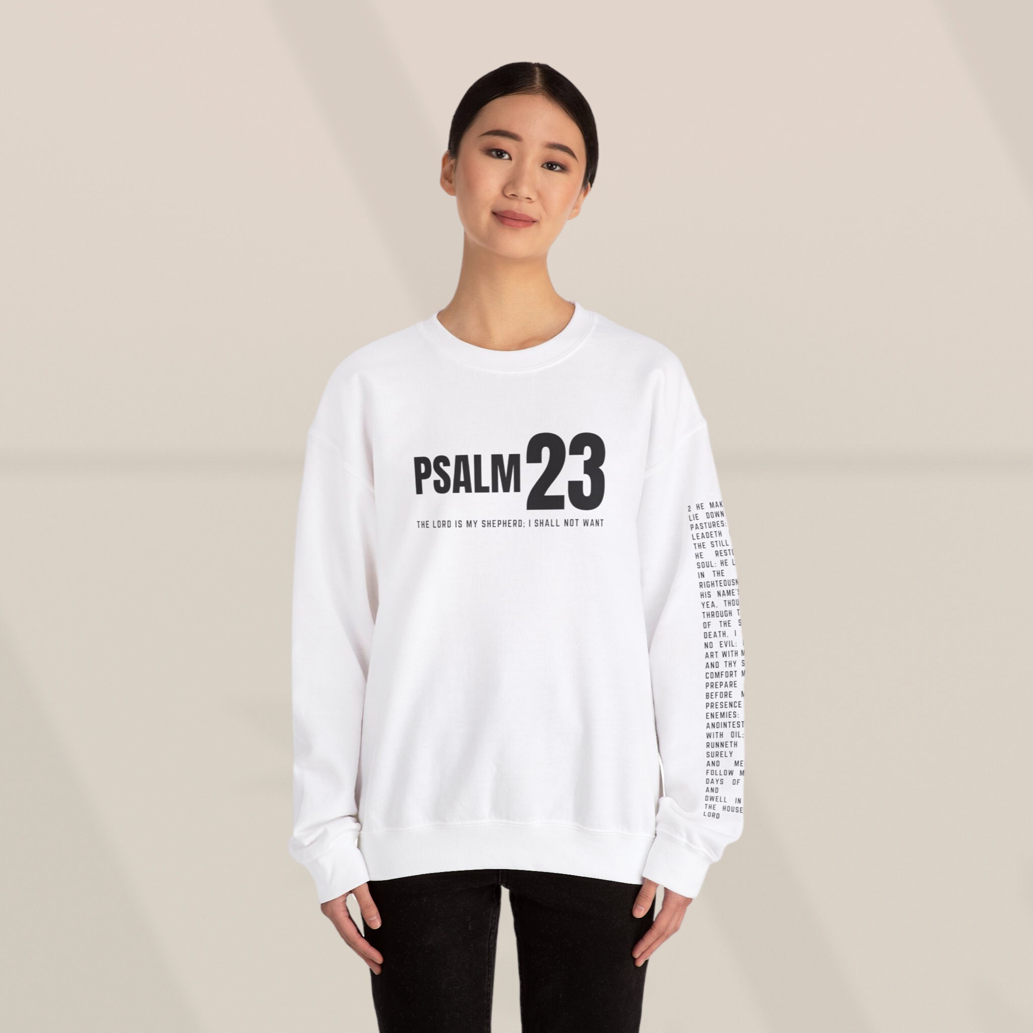Psalm 23 Sweatshirt, Christian Sleeve Print Sweatshirt, Bible Verse ...