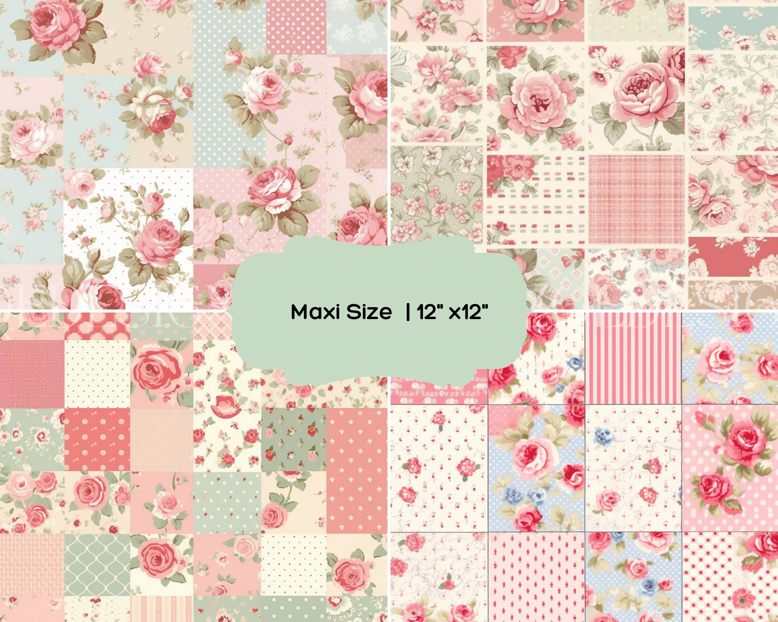 Floral Shabby Chic- Floral Digital Paper - Vintage Background Scrapbook ...